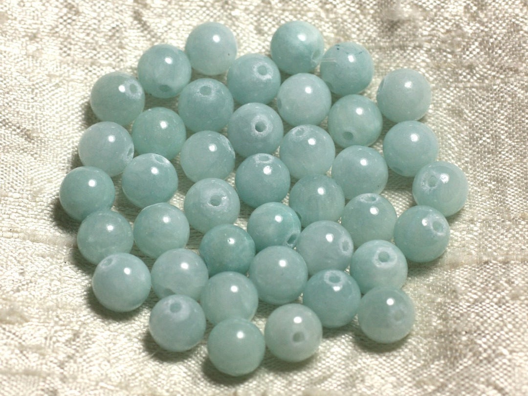 Thread 39cm 48pc Approx Stone Beads Jade Balls 8mm Light Blue Turquoise ...