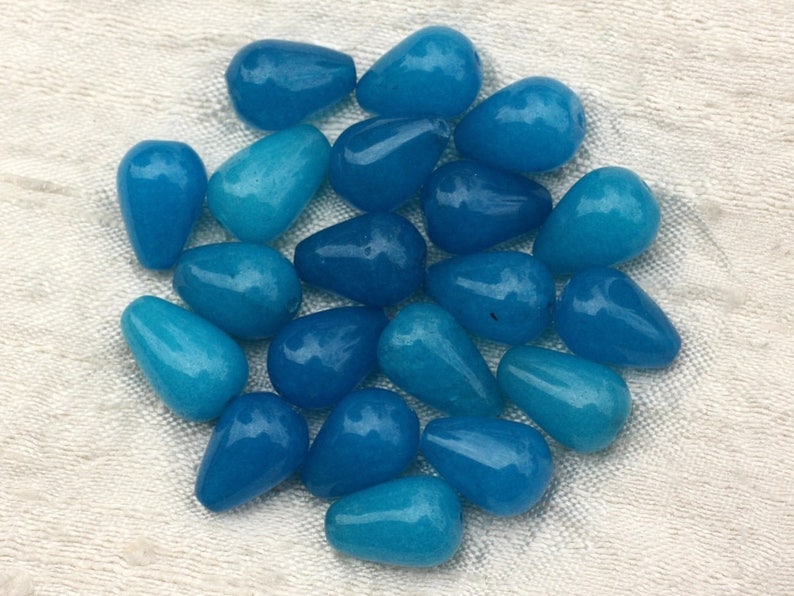 4pc granos de piedra gotas azul Jade 14x10mm 4558550021038 - Etsy España