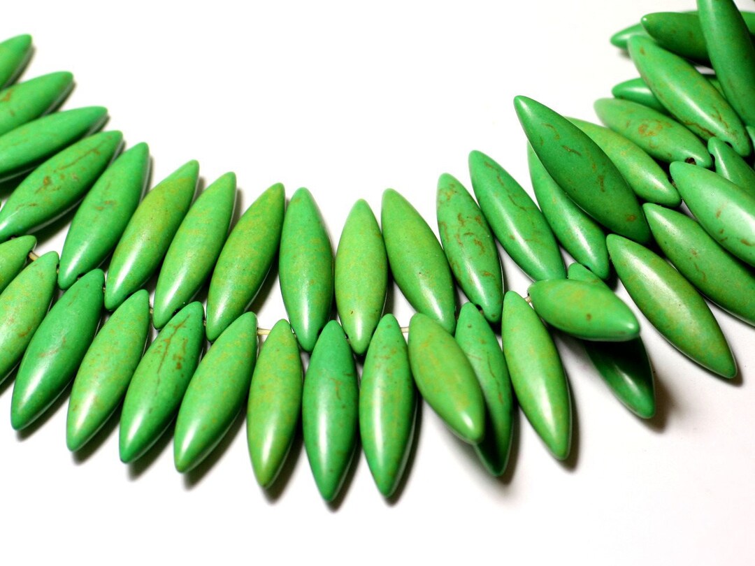 10pc Reconstituted Synthetic Turquoise Beads Marquises 28mm Green ...