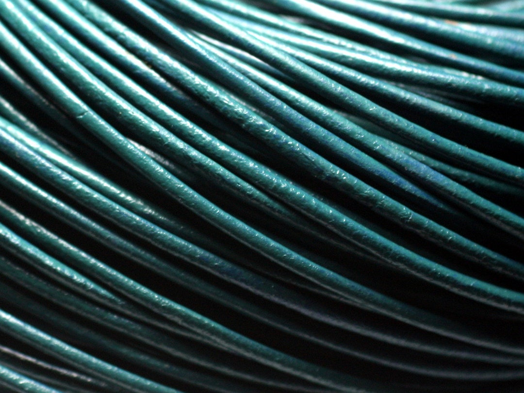 5 Meters Round Leather Cord Rope Thread 2mm Blue Green Peacock Duck ...