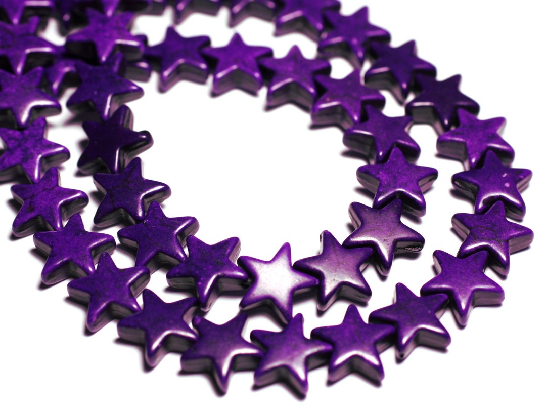 20pc - Synthesized Turquoise Stone Beads Stars 12mm Byzantine Violet ...