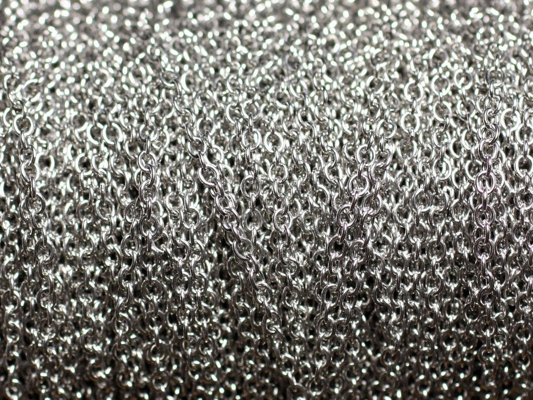 50 Meter Spool 316L Stainless Steel Mesh Chain Oval 2.4 X 2 X 0.5mm ...