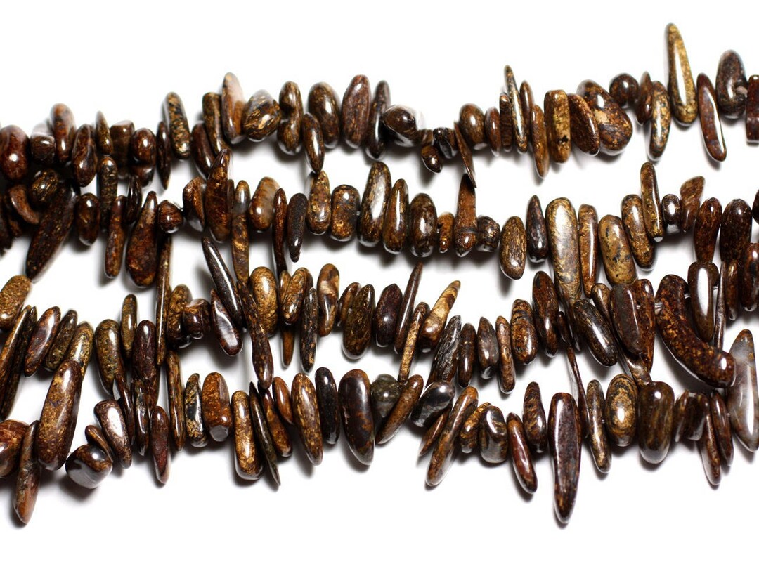 Alambre 39cm 120pc aprox Cuentas de Piedra Bronzite Rocailles Chips ...