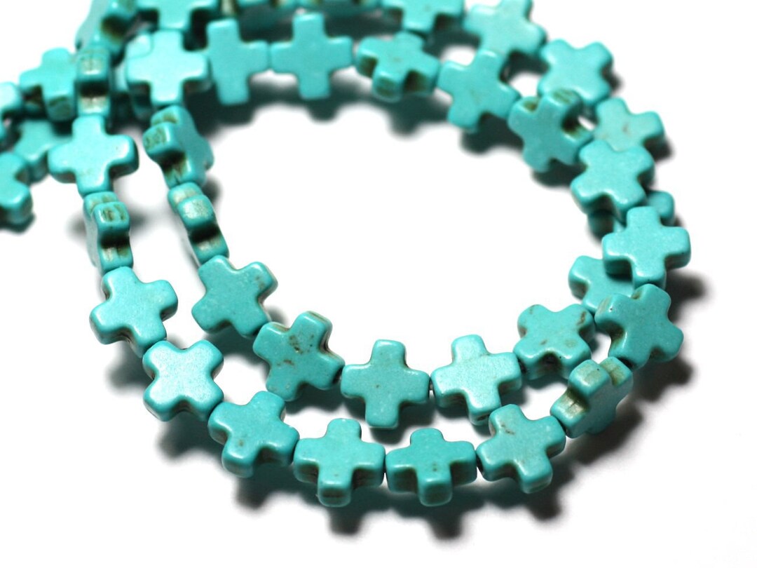 20pc - 8mm Synthetic Turquoise Cross Beads - Turquoise Blue ...