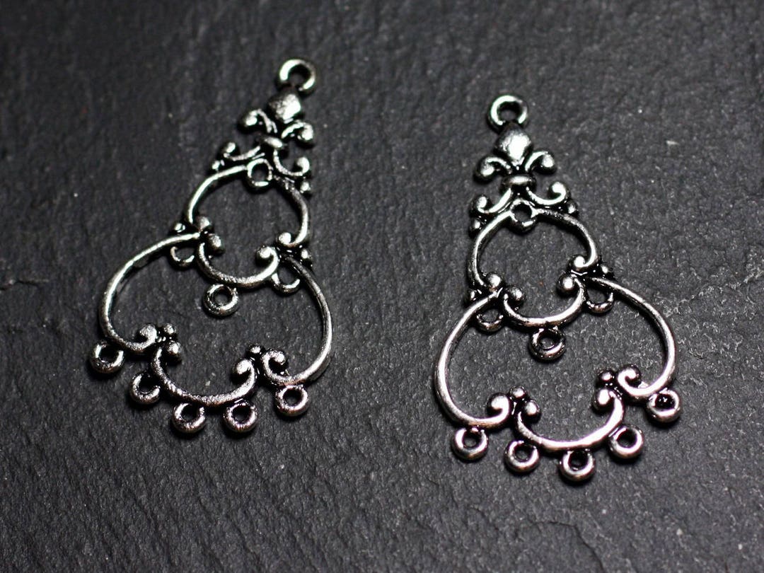 10pc Findings Connectors Silver Metal Quality Large Arabesque Drops ...