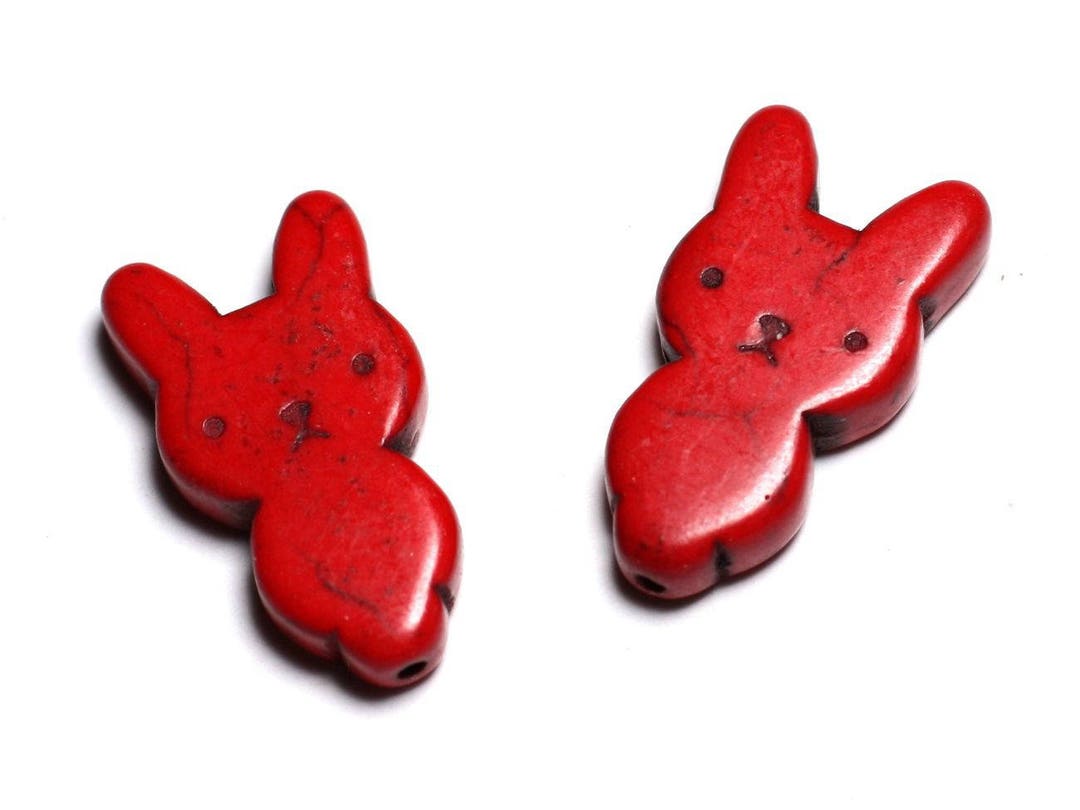10pc - Synthetic Turquoise Rabbit Beads 28mm Red - 4558550088253 - Etsy