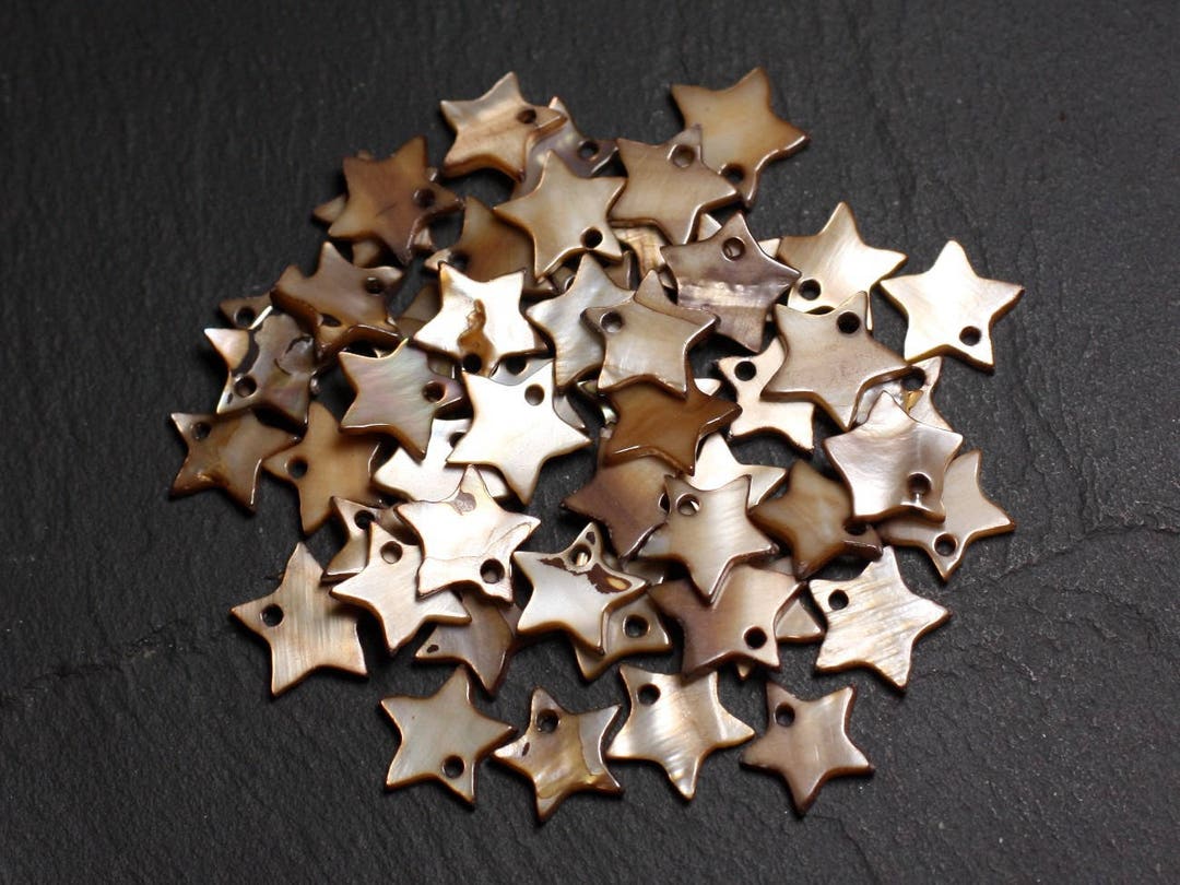 10pc Mother-of-pearl Stars Pendant Charms Brown Beige12mm 4558550020543 ...