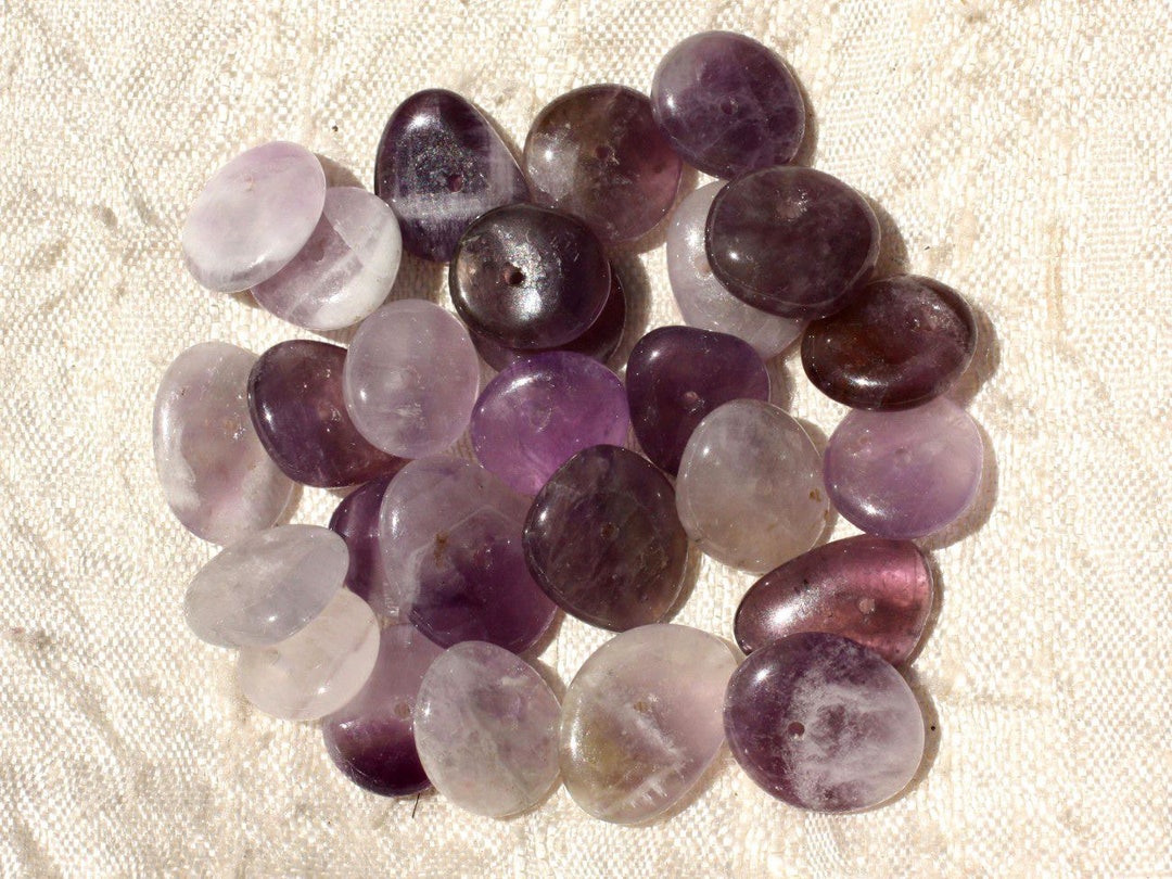 10pc - Amethyst Stone Beads Chips Discs Rondelles 10-15mm Purple Mauve ...