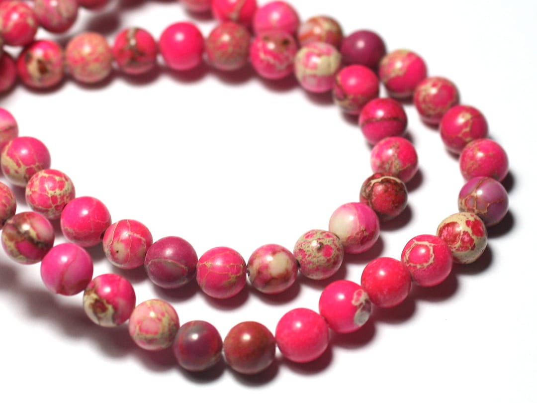 10pc Stone Beads Sedimentary Jasper Balls 6mm Neon Pink 8741140028593 ...