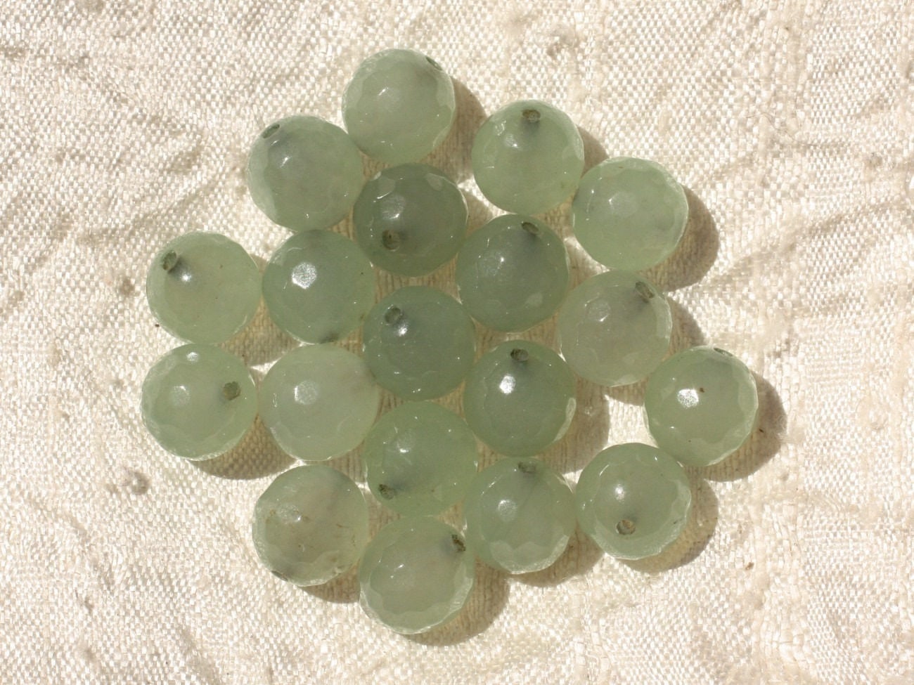 10pc stone beads Jade balls faceted 10 mm light green | Etsy