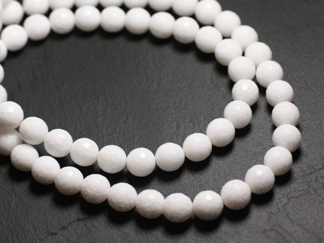 10pc Stone Beads Jade Faceted Balls 10mm Opaque White 4558550039736 ...