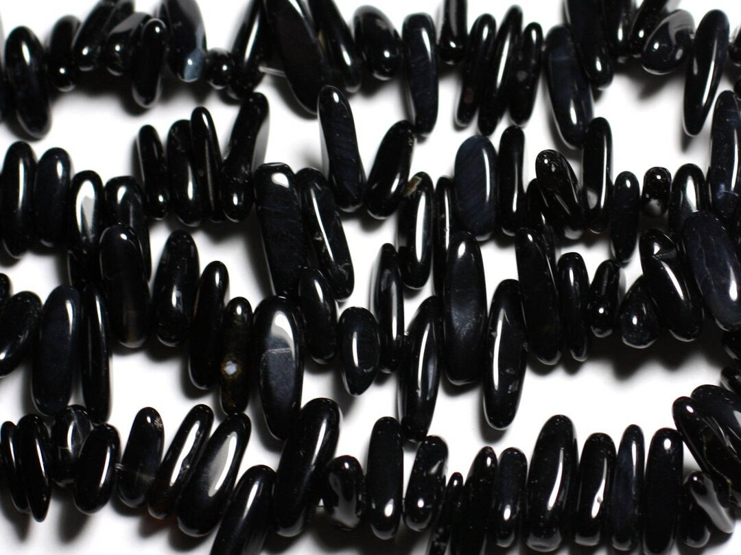 10pc - Onyx Stone Beads Seed Chips Sticks 12-25mm Black Brown White ...