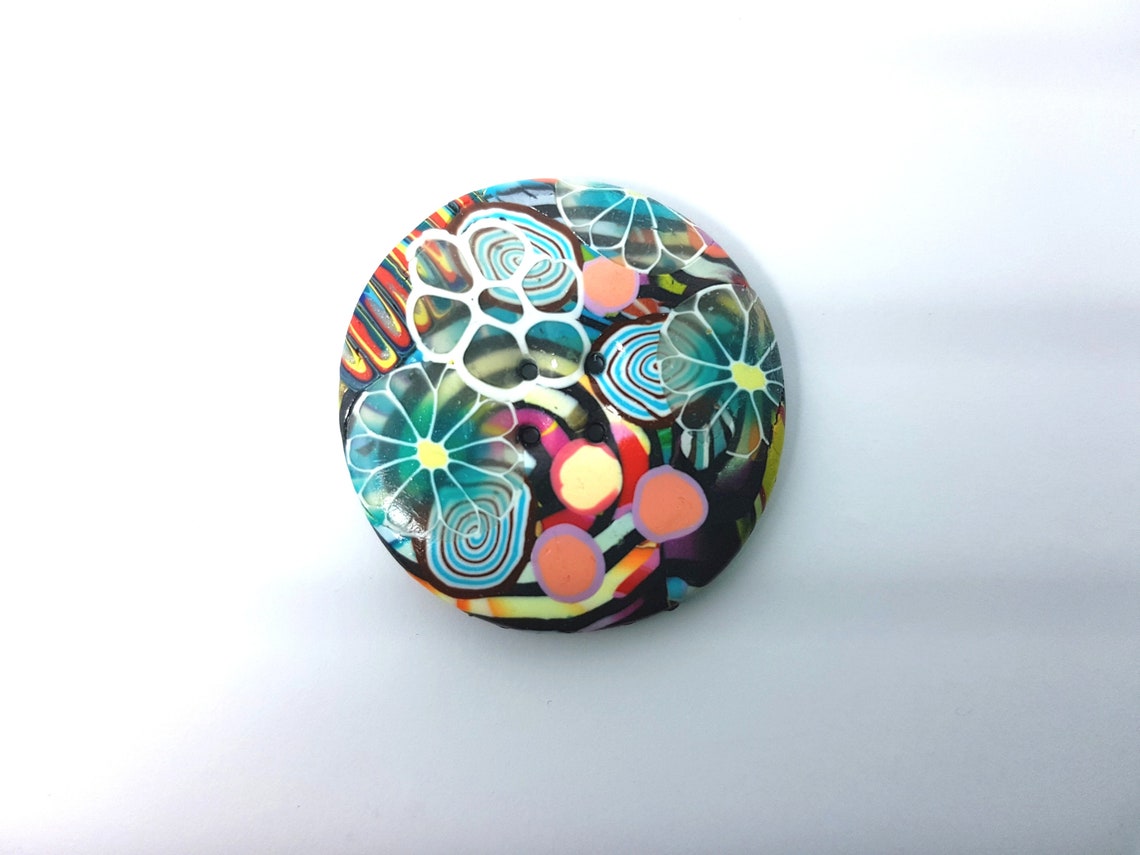 Colorful fancy button 4.3 cm 1.57 inches sewing creation | Etsy