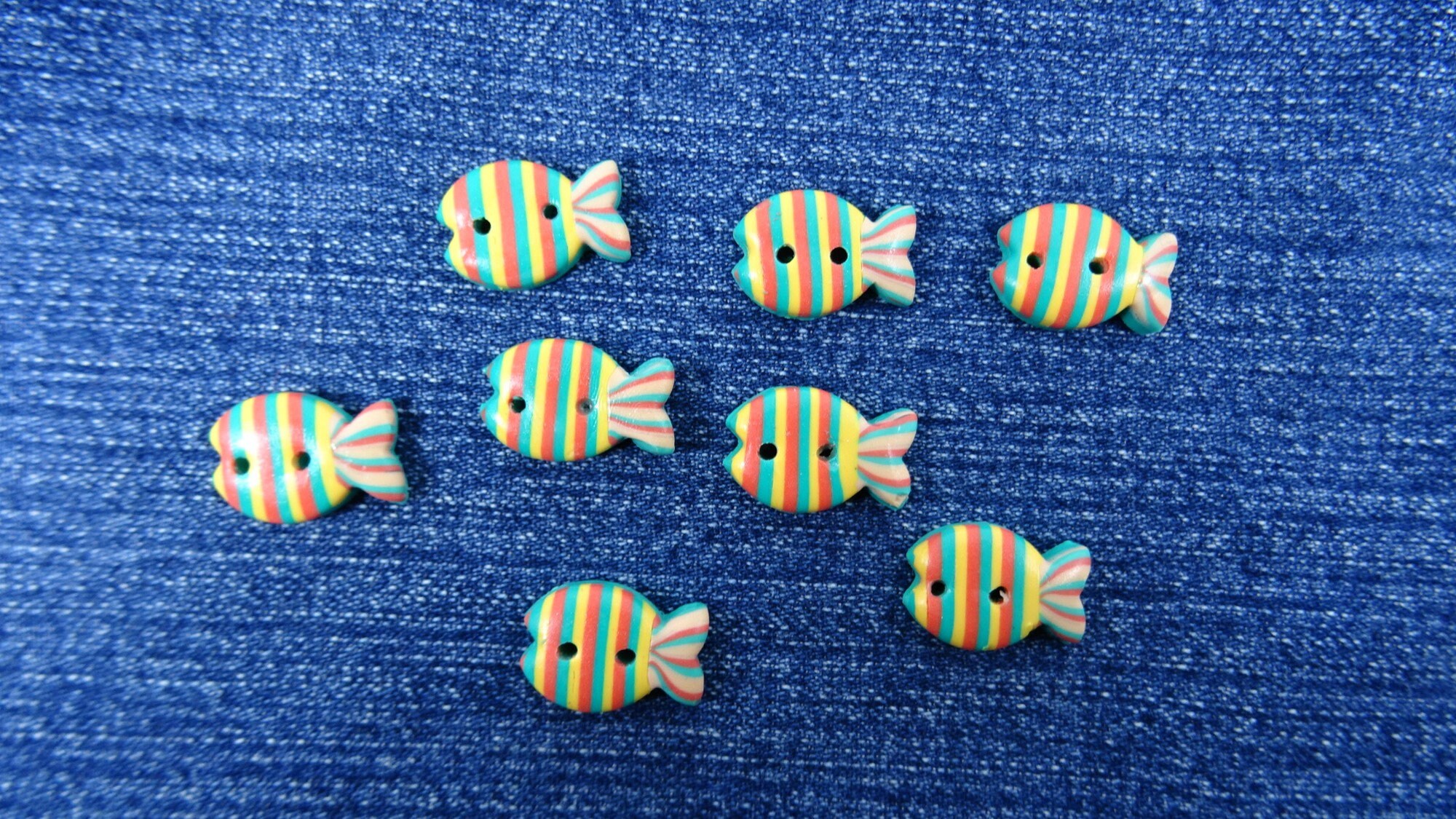 8 Small Fish Buttons With Stripes 1.7 Cm for Babies Layette - Etsy