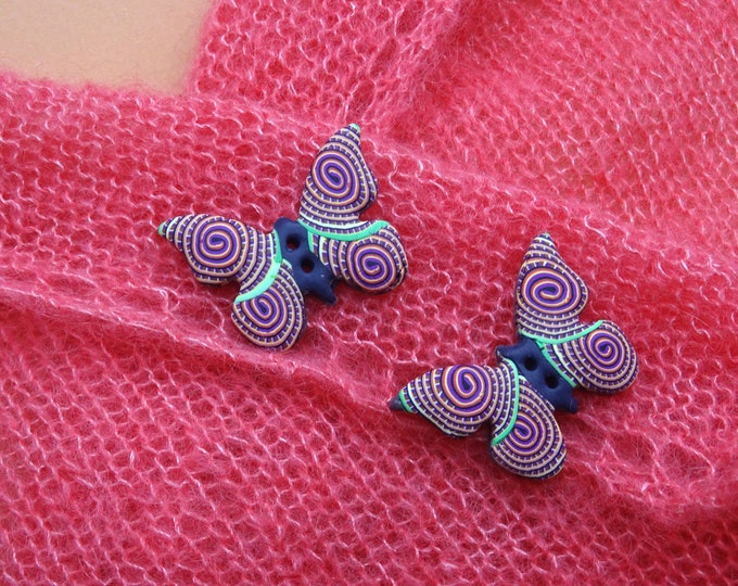 2 Butterfly Buttons, Fantasy Buttons, Designer Buttons, Beautiful ...