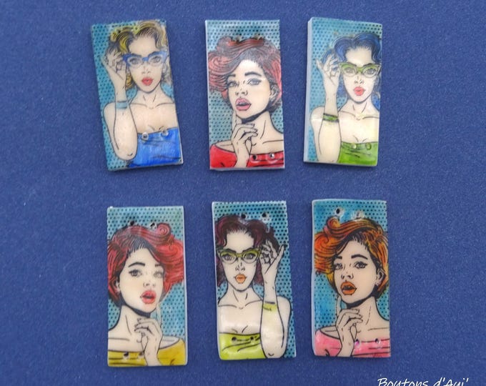 Pop Art Style Sewing Buttons: the Beautiful on Vacation, 4 X 2 Cm ...