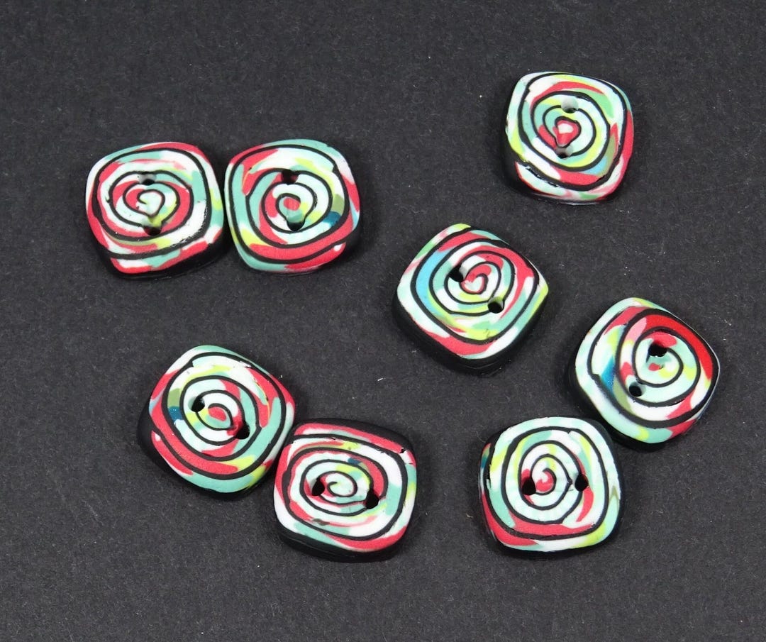 8 Small Square Buttons 13 Mm Red and Green - Etsy