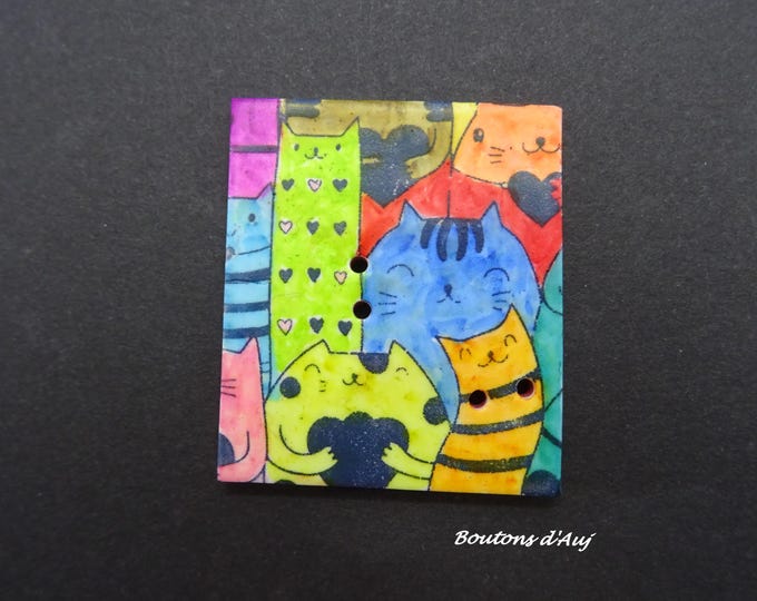 Original Button: Colorful Cats - Painting on Polymer Clay - Etsy