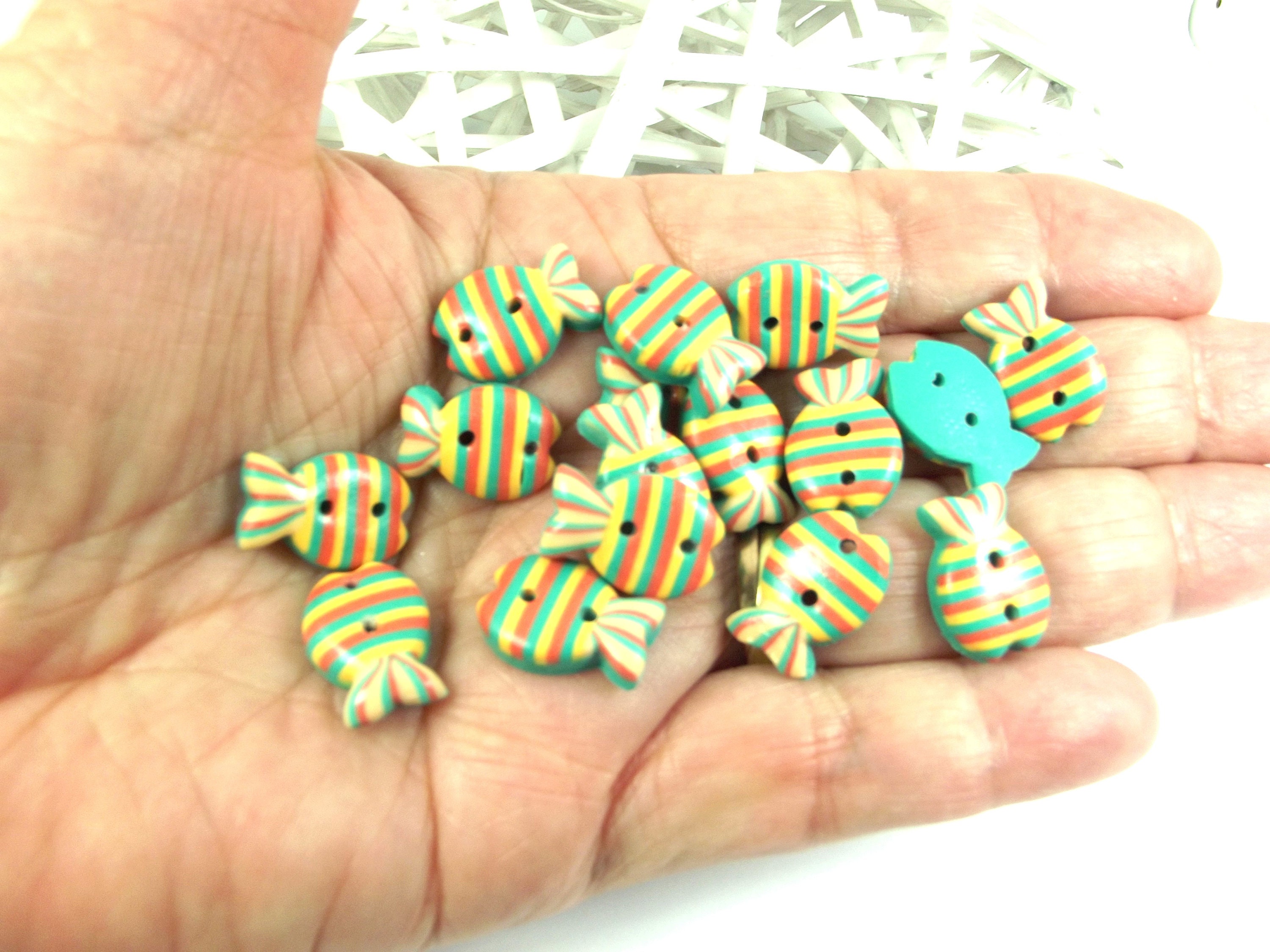 8 Small Fish Buttons With Stripes 1.7 Cm for Babies Layette - Etsy