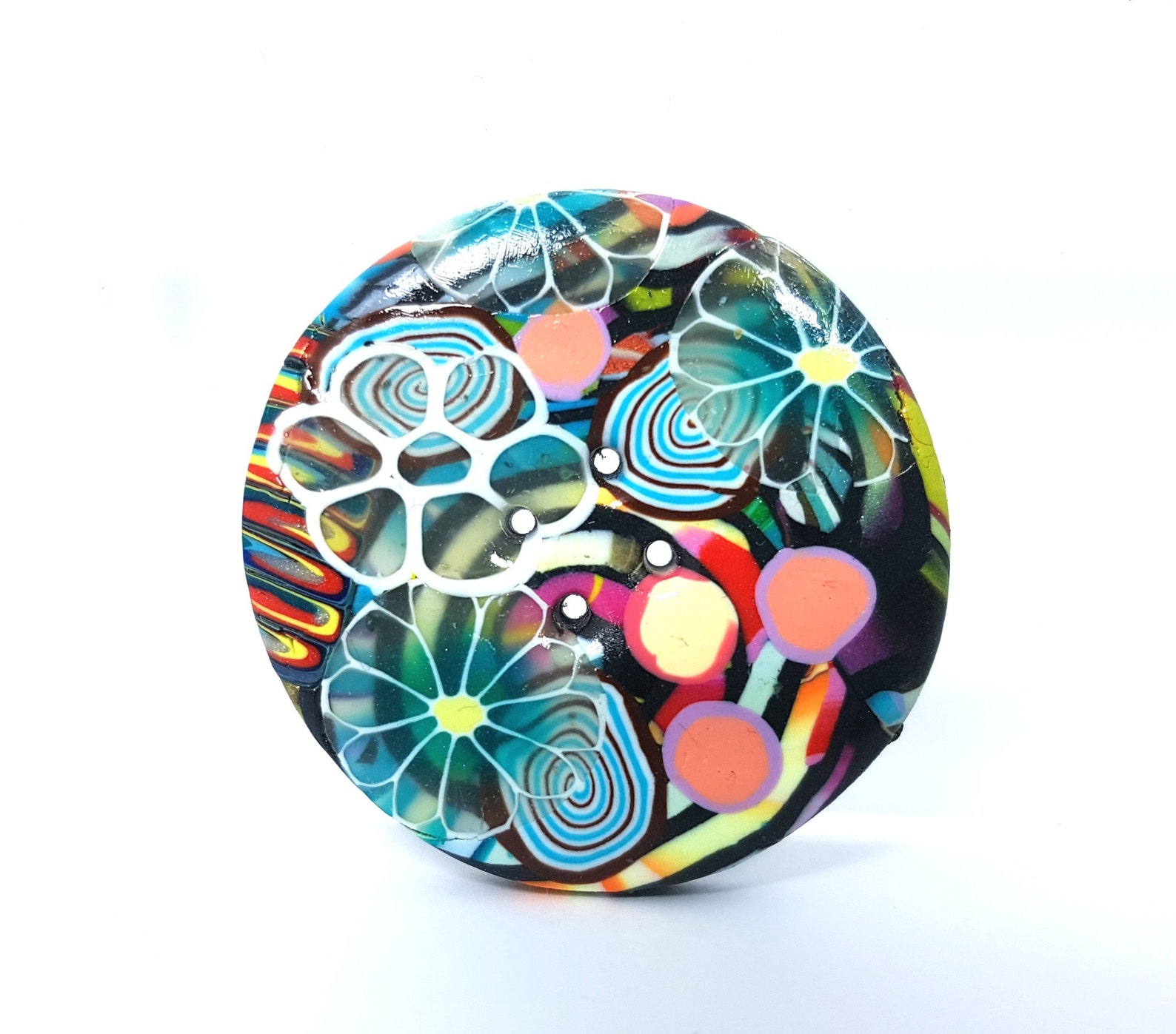 Colorful fancy button 4.3 cm 1.57 inches sewing creation | Etsy