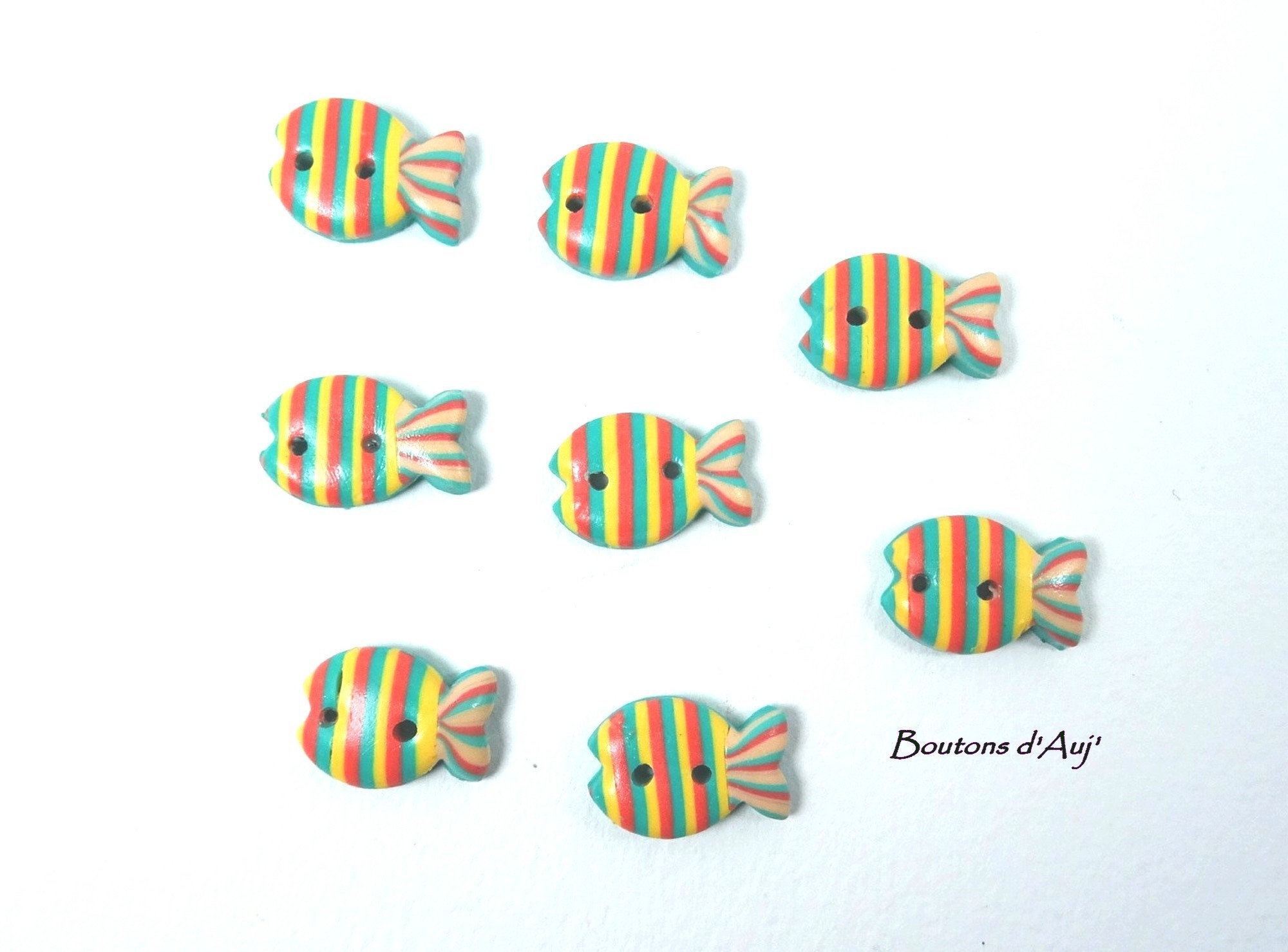 8 Small Fish Buttons With Stripes 1.7 Cm for Babies Layette - Etsy