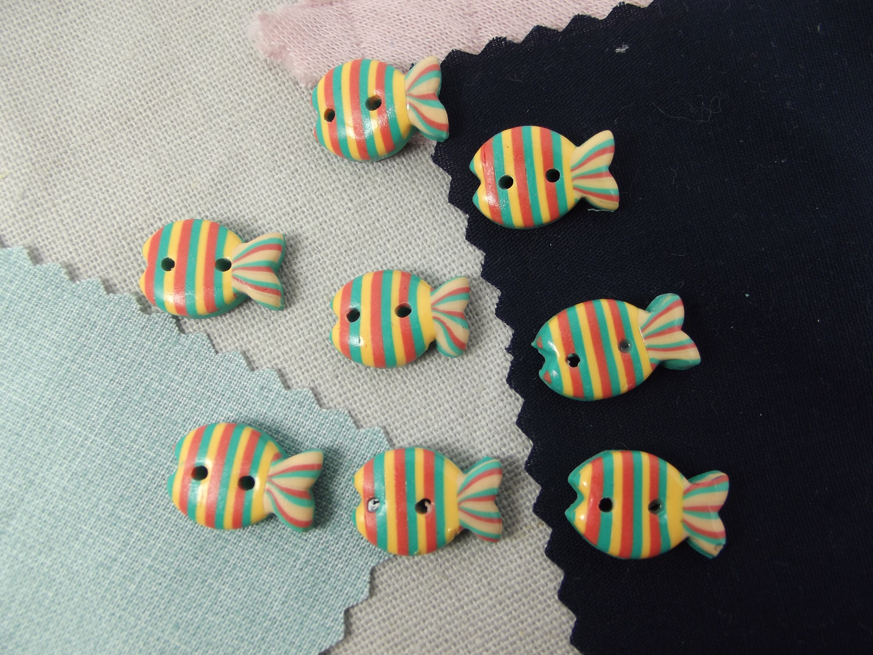 8 Small Fish Buttons With Stripes 1.7 Cm for Babies Layette - Etsy