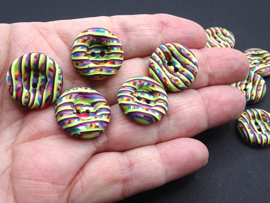 Striped Sewing Buttons 2cm Pack of 6 Handmade Machine Washable - Etsy