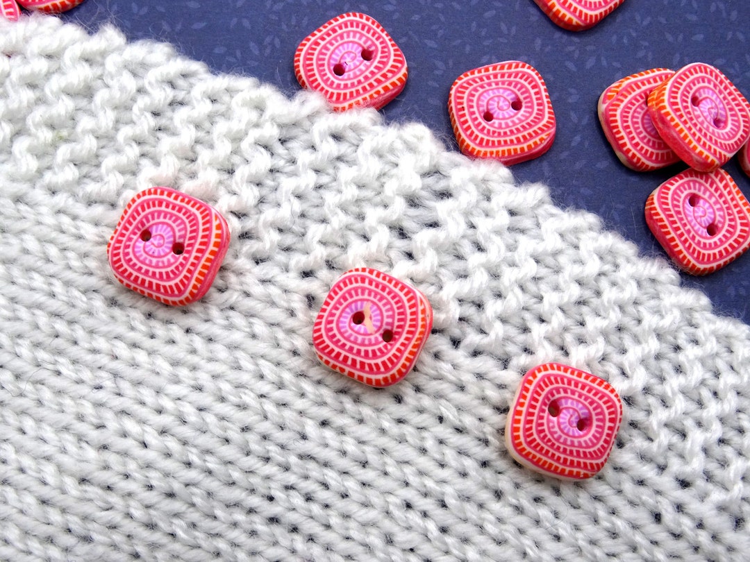 Small Coral Buttons Pack of 10 Round or Square 15mm 0.59 Handmade - Etsy
