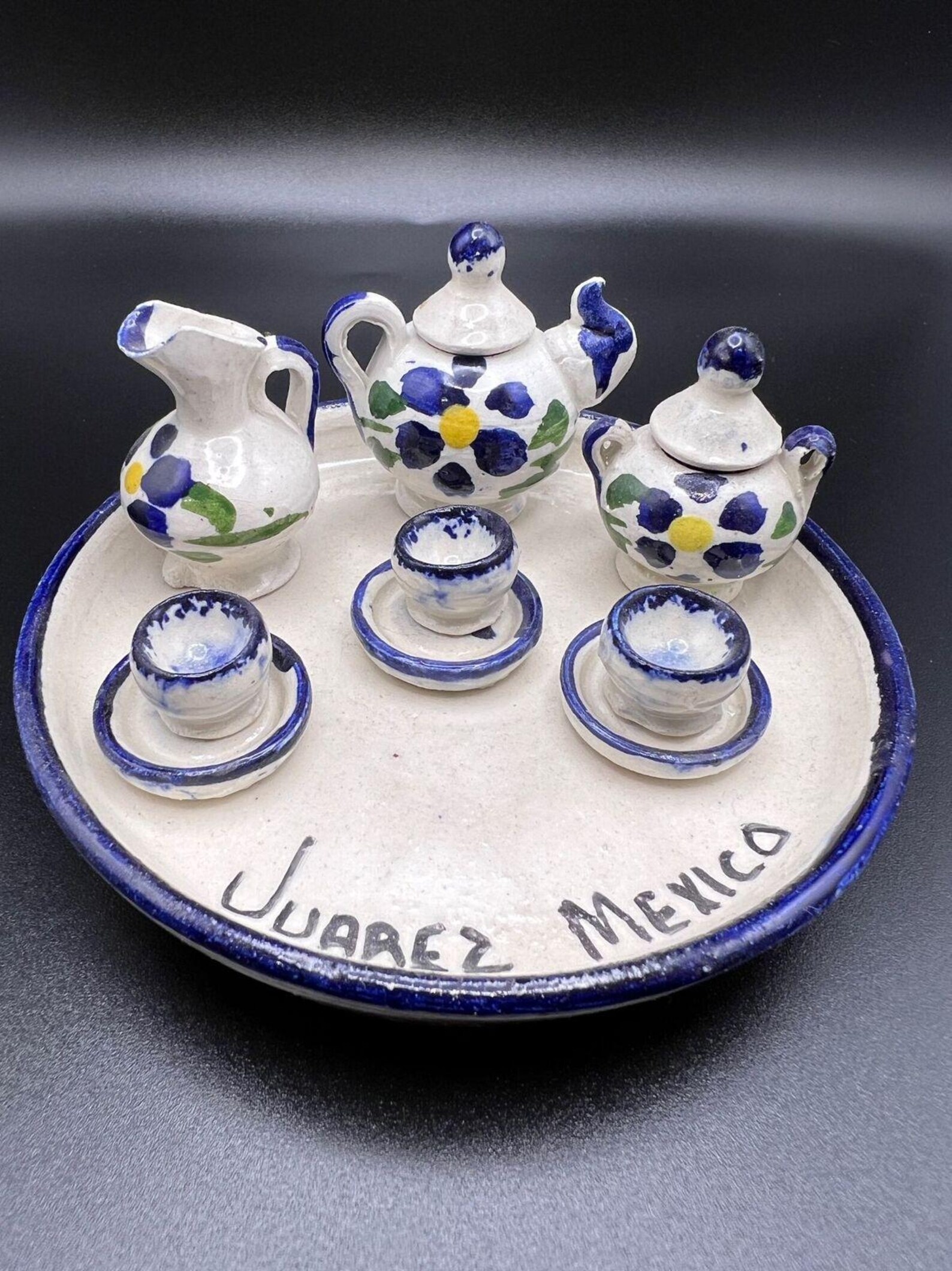 Mini Mexican Pottery Doll House Tea Set Hand Painted 10 Pc. Child's ...