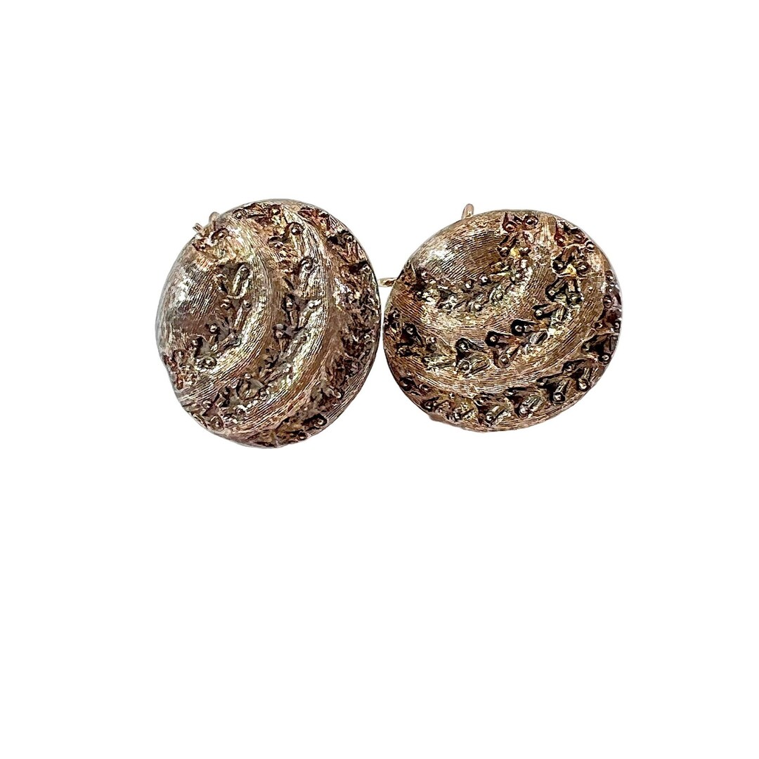 Judith Mccann 14K Gold Brutalist Round Wingback Earrings Texture ...