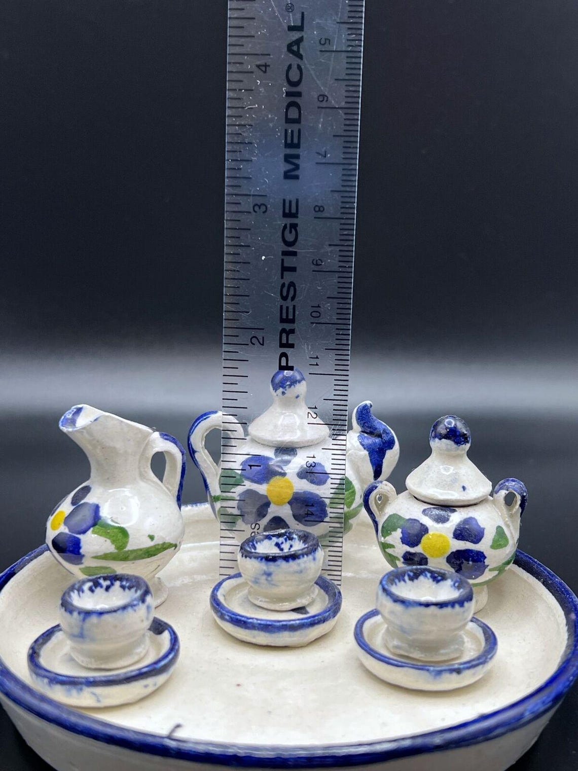 Mini Mexican Pottery Doll House Tea Set Hand Painted 10 Pc. Child's ...