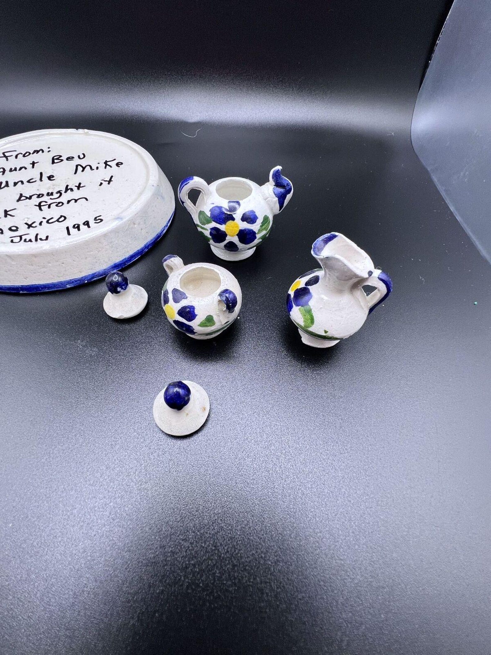 Mini Mexican Pottery Doll House Tea Set Hand Painted 10 Pc. Child's ...