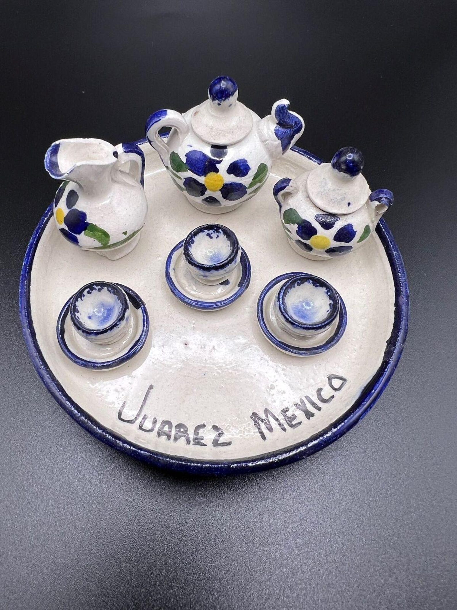 Mini Mexican Pottery Doll House Tea Set Hand Painted 10 Pc. Child's ...