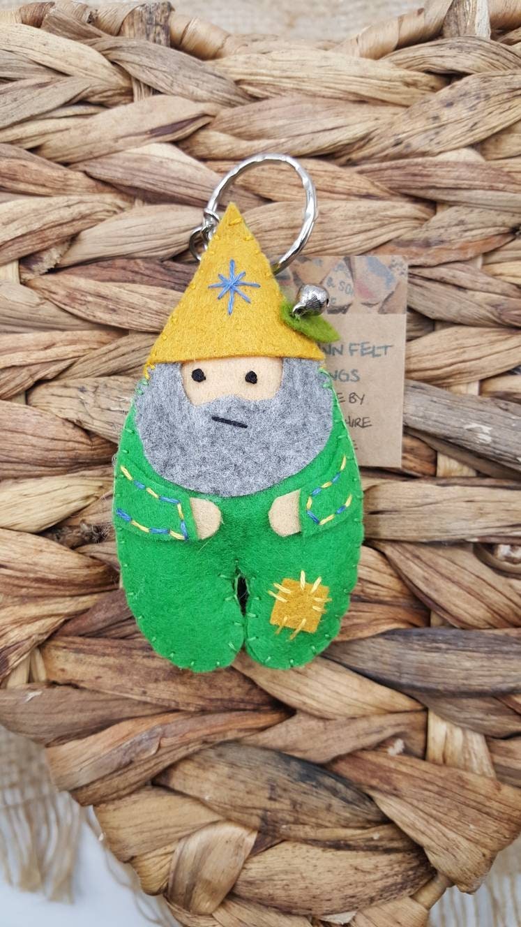 Gnome Keyring, Hand Sewn Felt Key Ring,colourful Hand Embroidery, Fairy ...