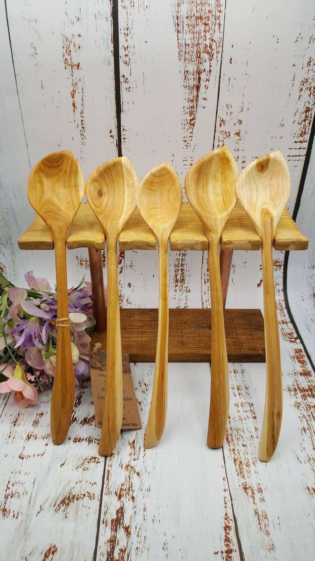 Handcarved Wooden Stirring Spoon, Reclaimed Wood, Cherry & Sycamore ...