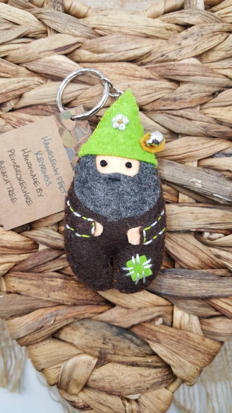 Gnome Keyring, Hand Sewn Felt Key Ring,colourful Hand Embroidery, Fairy ...