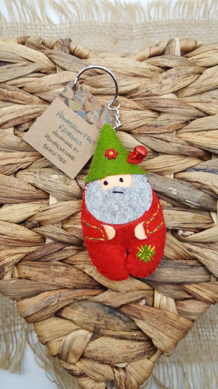 Gnome Keyring, Hand Sewn Felt Key Ring,colourful Hand Embroidery, Fairy ...
