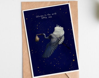 New Baby Stork Card | Etsy UK
