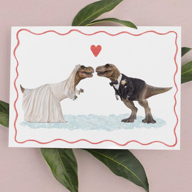 Dinosaur Wedding Card - Etsy UK