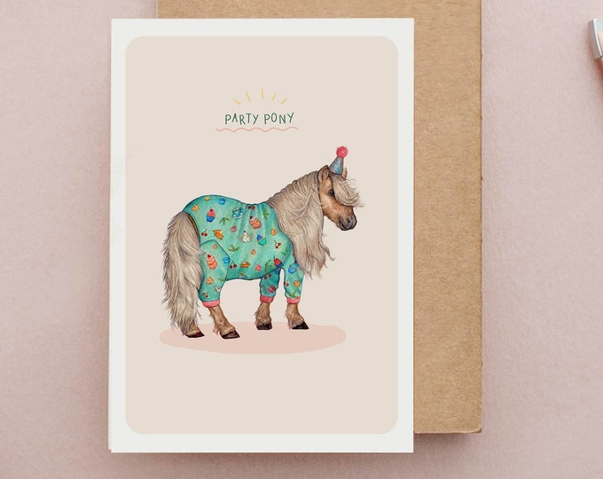 Pony Birthday Card, Any Age Birthday Card, Equine Card Equestrian ...