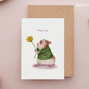 Hey Cutie Card Cute Hamster Card Birthday Cards for Her - Etsy