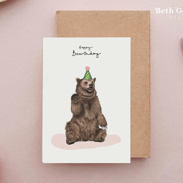Bear Birthday Card - Etsy
