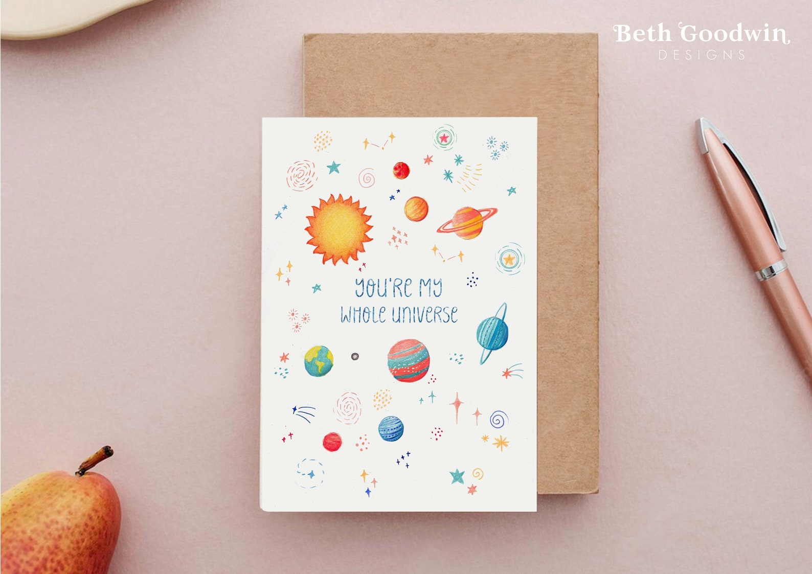 You're My Whole Universe Card, Space Anniversary Card, Romantic ...