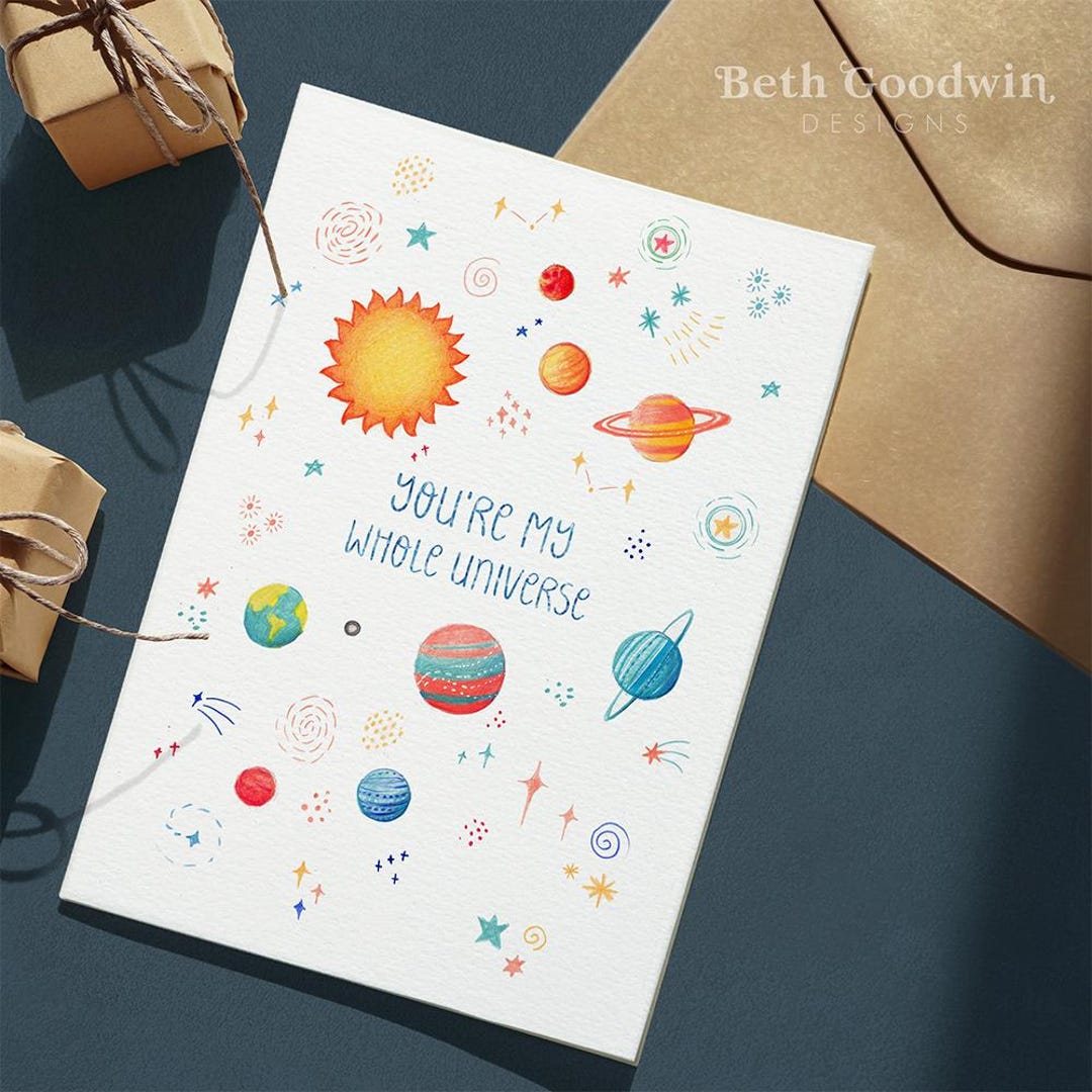 You're My Whole Universe Card, Space Anniversary Card, Romantic ...