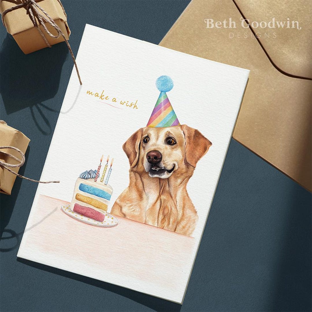 Labrador Birthday Card, Golden Retriever Birthday Card, Labrador ...