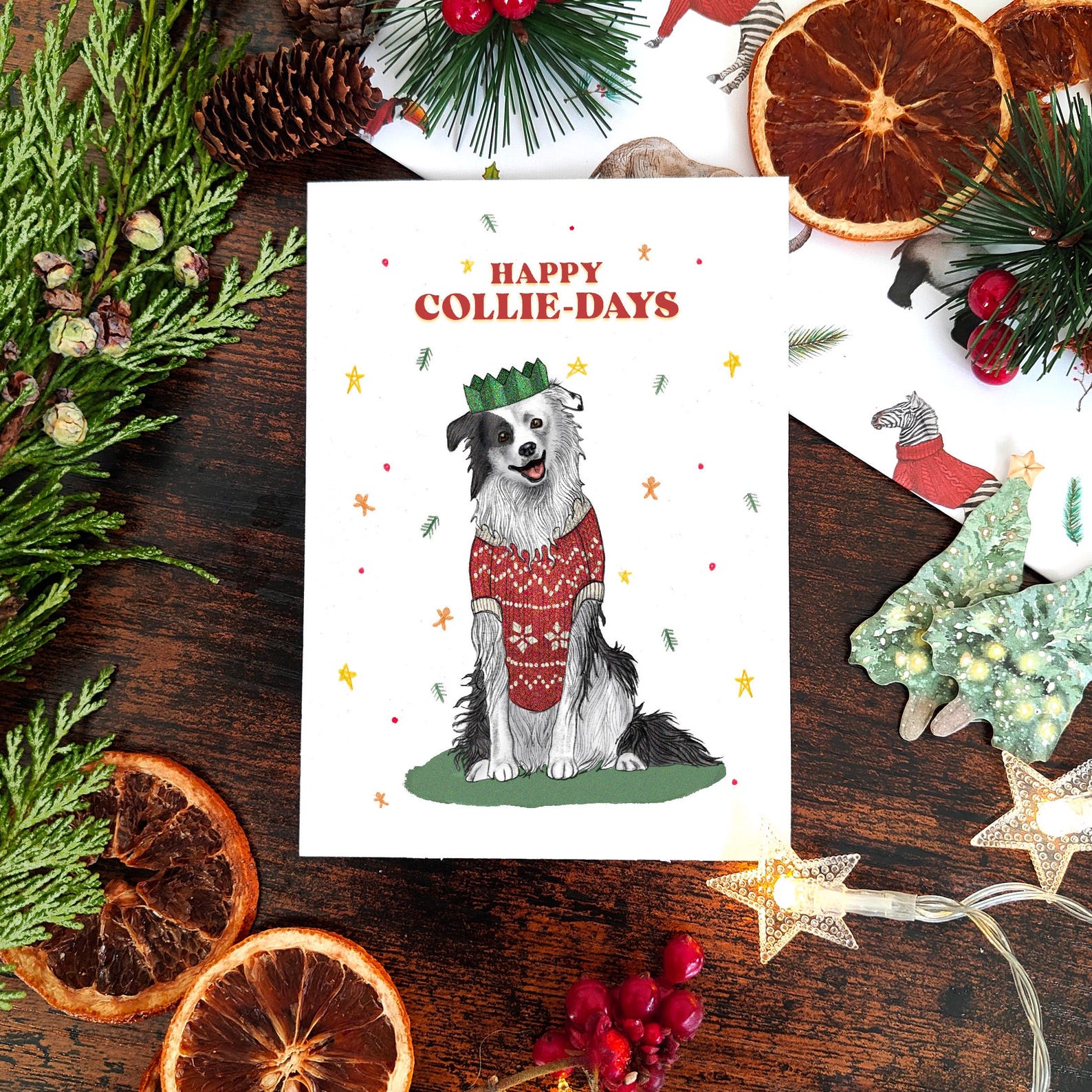 Happy Collie-days Christmas Card | Funny Dog Holiday Card - Border ...