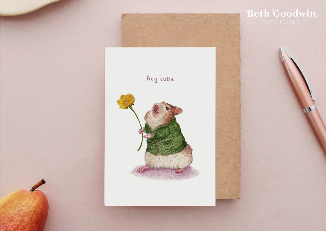 Hey Cutie Card Cute Hamster Card Birthday Cards for Her - Etsy