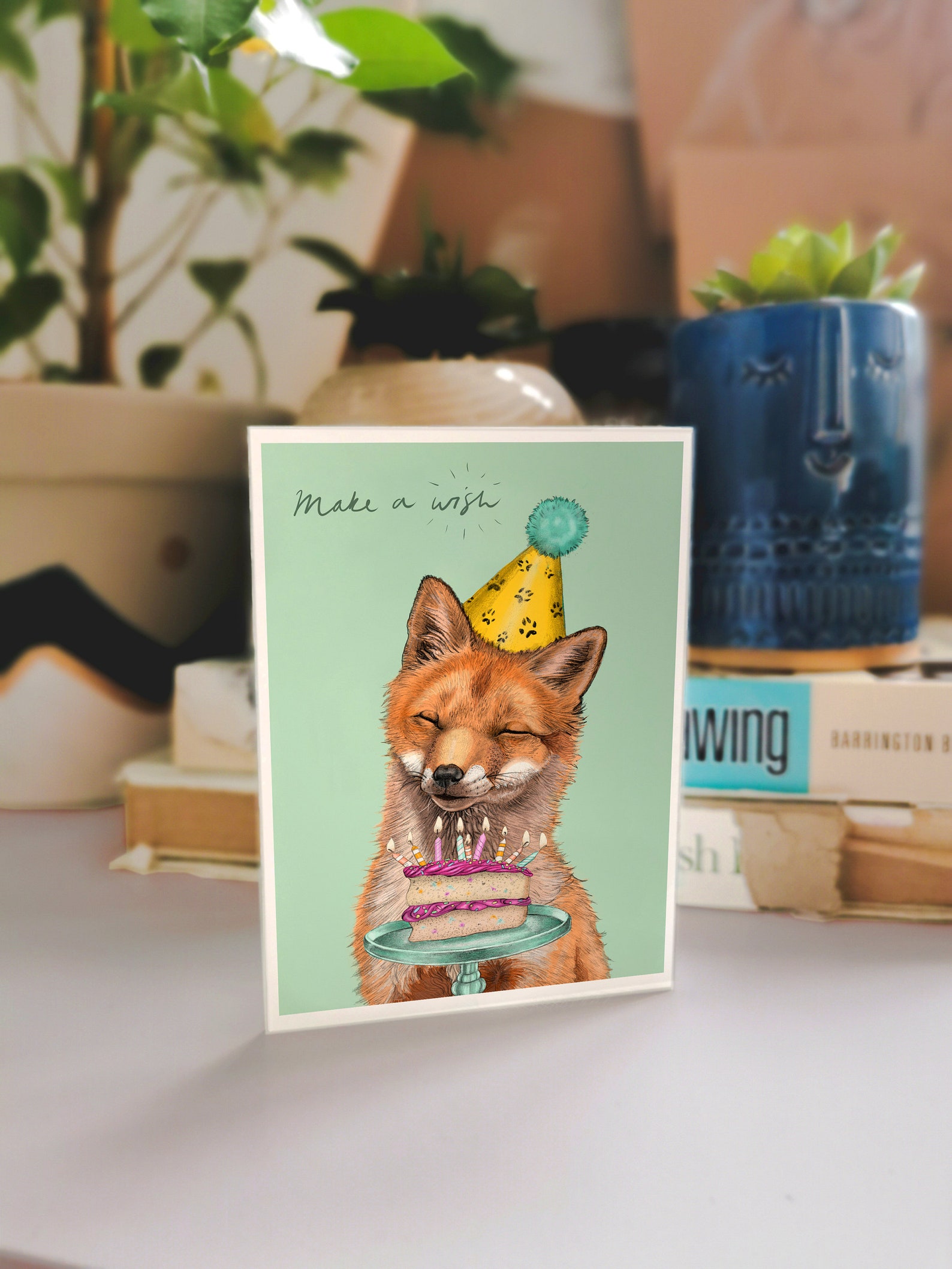 Birthday Fox Card Fox Card Fox Birthday Card Make a Wish - Etsy UK