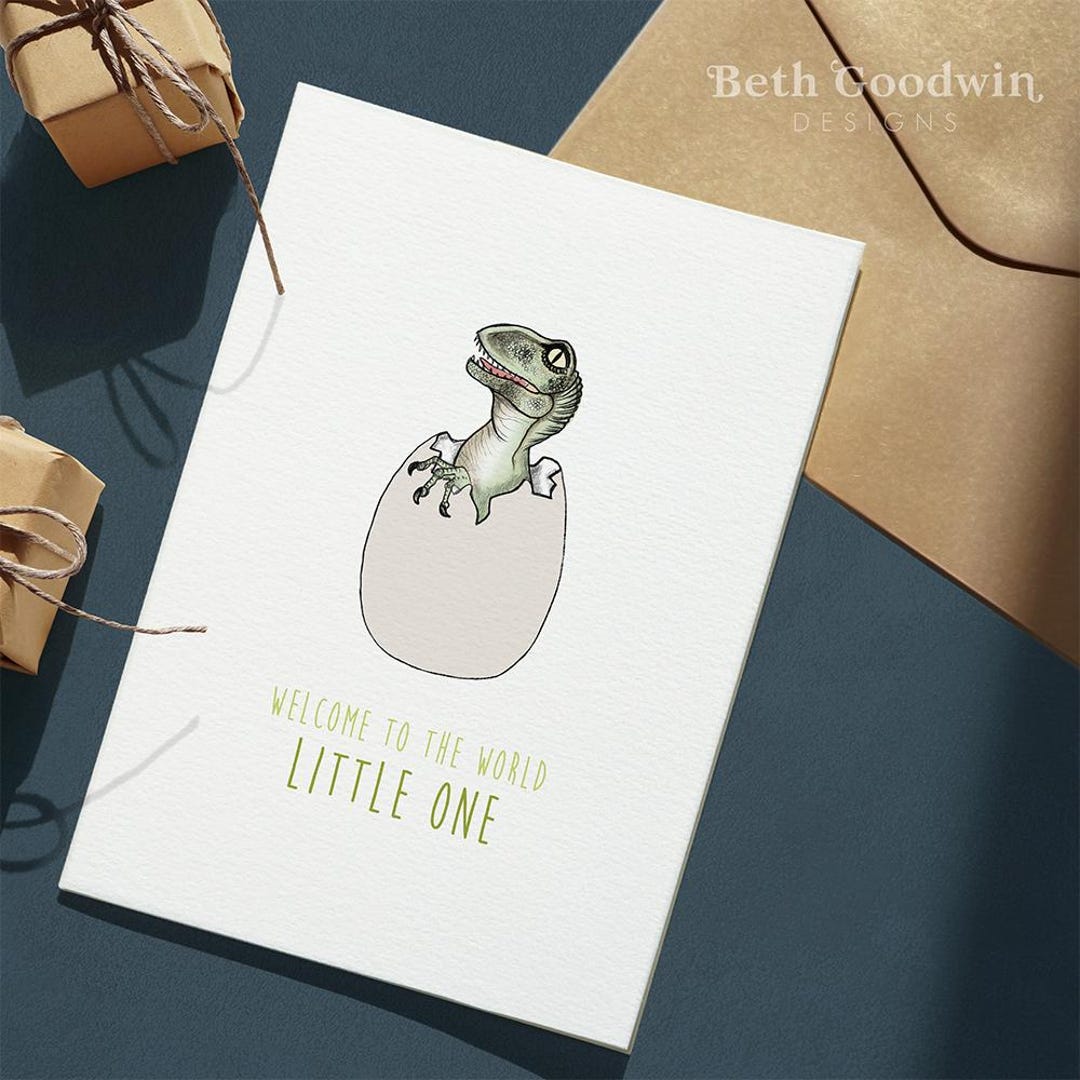 Dinosaur Baby Card, New Baby Dinosaur Card, Baby Dinosaur Card, New ...