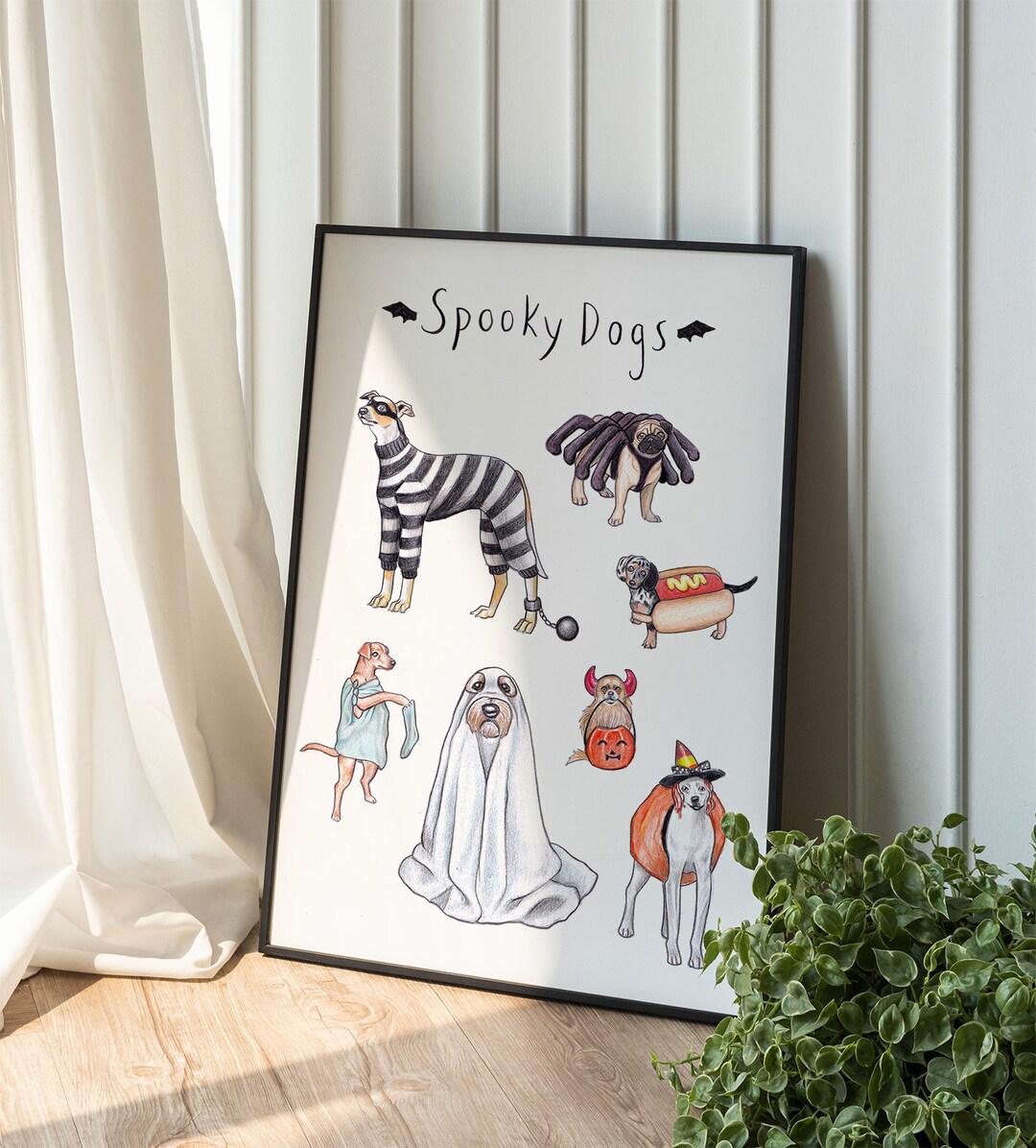 Spooky Dogs Illustration | Halloween Dogs Print | Dog Wall Art ...
